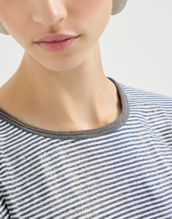 Brunello Cucinelli Striped-pattern Lamé Top