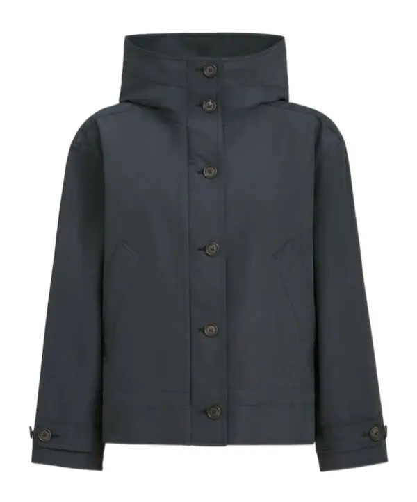 Brunello Cucinelli Techno Cotton Taffeta Outerwear Jacket With Shiny Zipper Pull - Blue