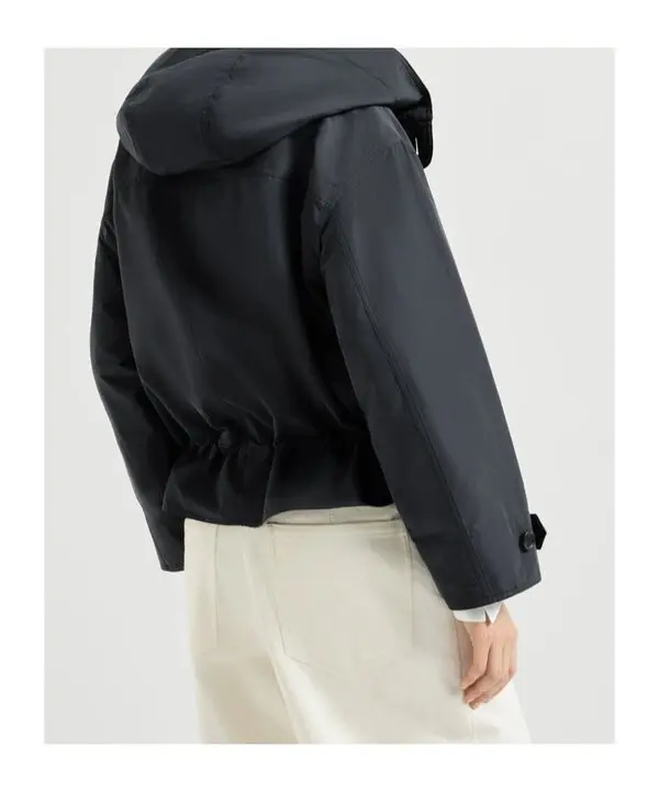 Brunello Cucinelli Techno Cotton Taffeta Outerwear Jacket With Shiny Zipper Pull