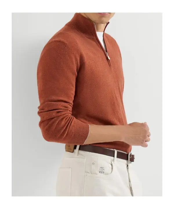 Brunello Cucinelli Mouliné Cashmere Sweater With Half Zip