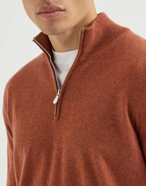 Brunello Cucinelli Mouliné Cashmere Sweater With Half Zip