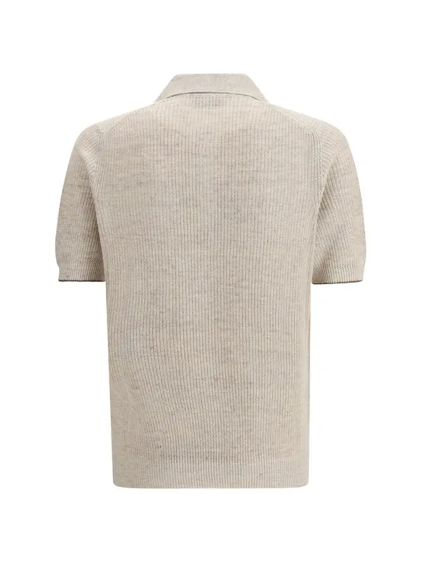 Brunello Cucinelli Half English Rib Knit Polo Shirt
