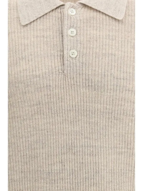 Brunello Cucinelli Half English Rib Knit Polo Shirt