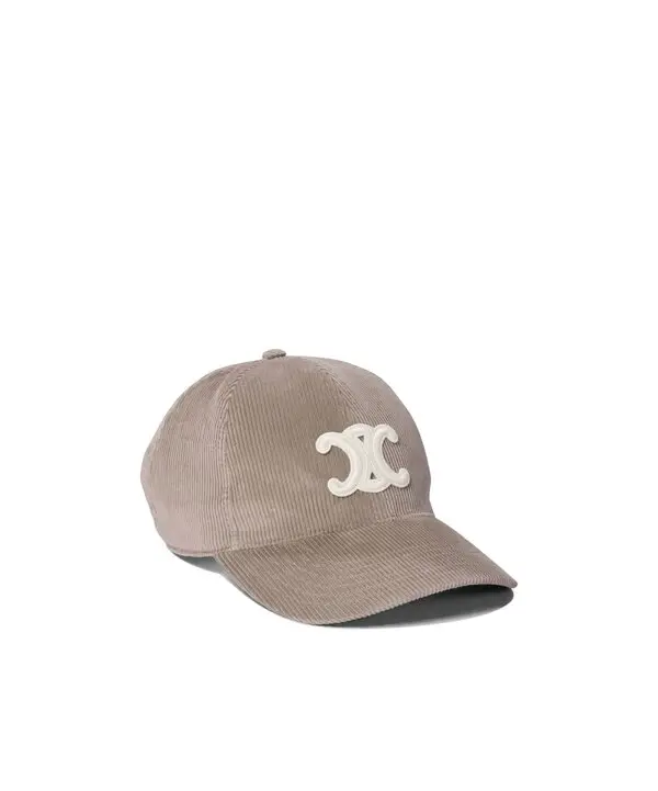 Celine Triomphe Baseball Cap In Corduroy - Grey