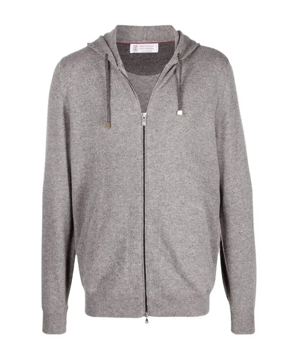 Brunello Cucinelli Zip-up Cashmere Hoodie - Grey