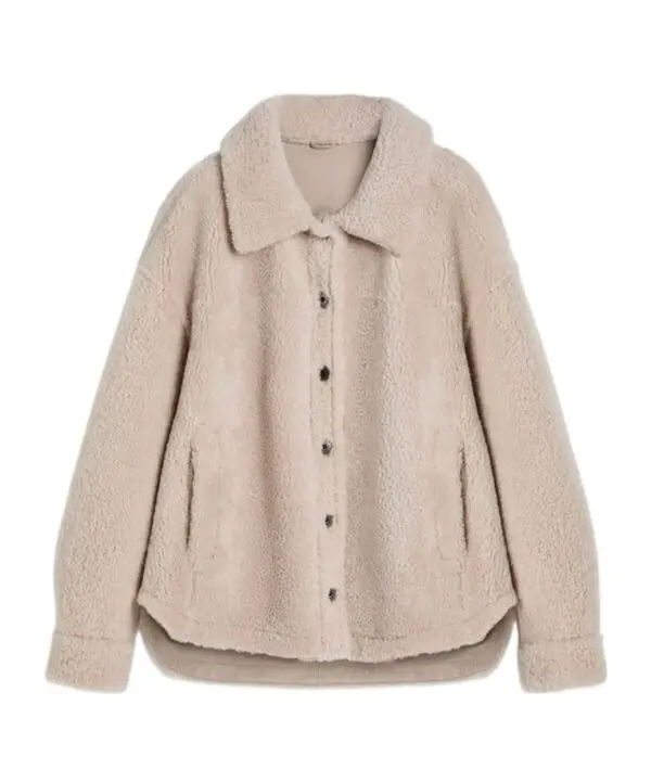 Brunello Cucinelli Shearling Buttoned Jacket - Light Gray