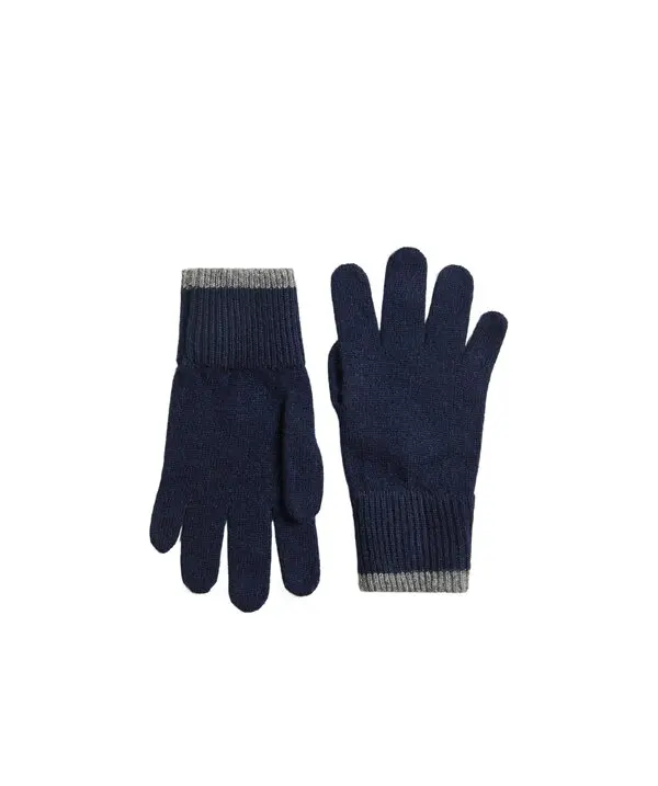 Brunello Cucinelli Ribbed Trim Cashmere Gloves - Blue