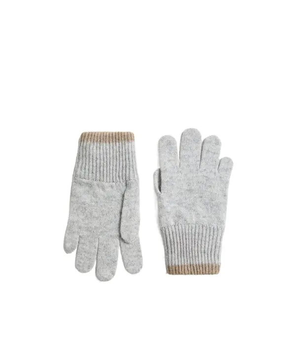 Brunello Cucinelli Ribbed Trim Cashmere Gloves - Grey