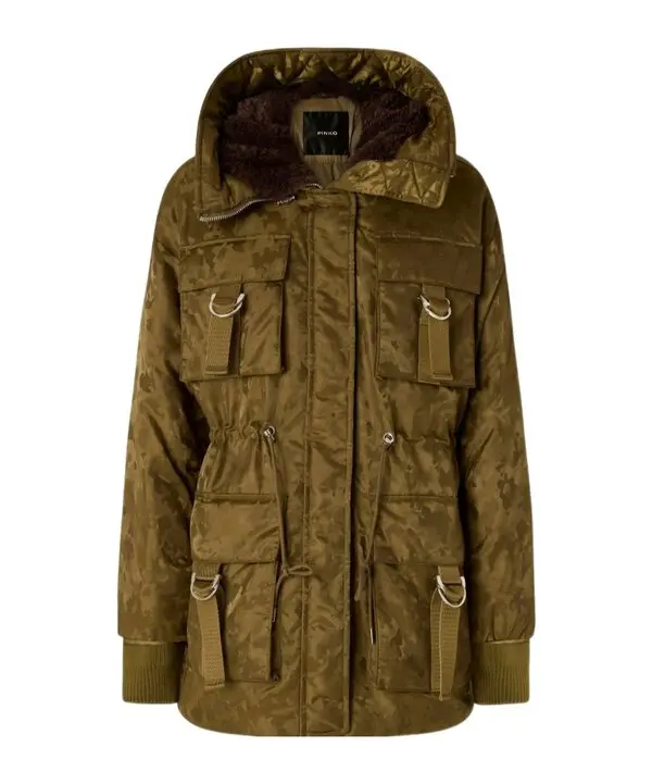 Pinko Camouflage-print Hooded Down Coat