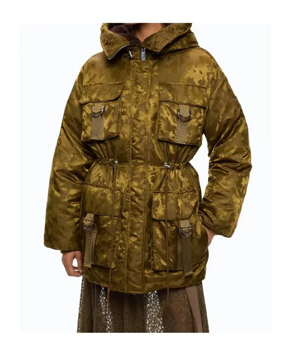 Pinko Camouflage-print Hooded Down Coat