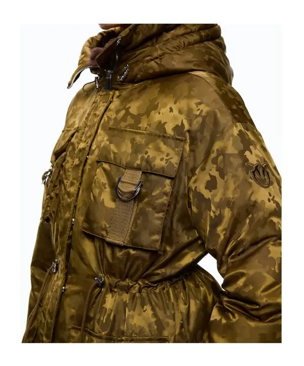 Pinko Camouflage-print Hooded Down Coat