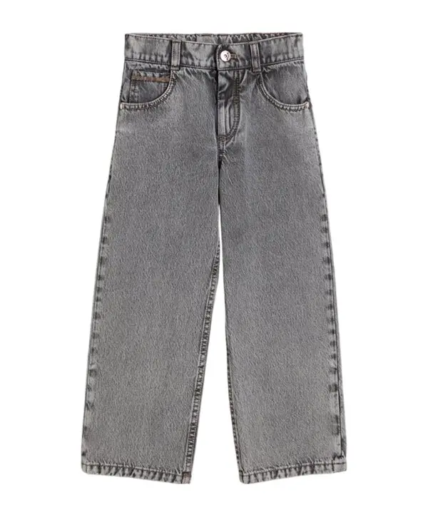 Brunello Cucinelli Classic Denim Straight Trousers With Monili - Grey