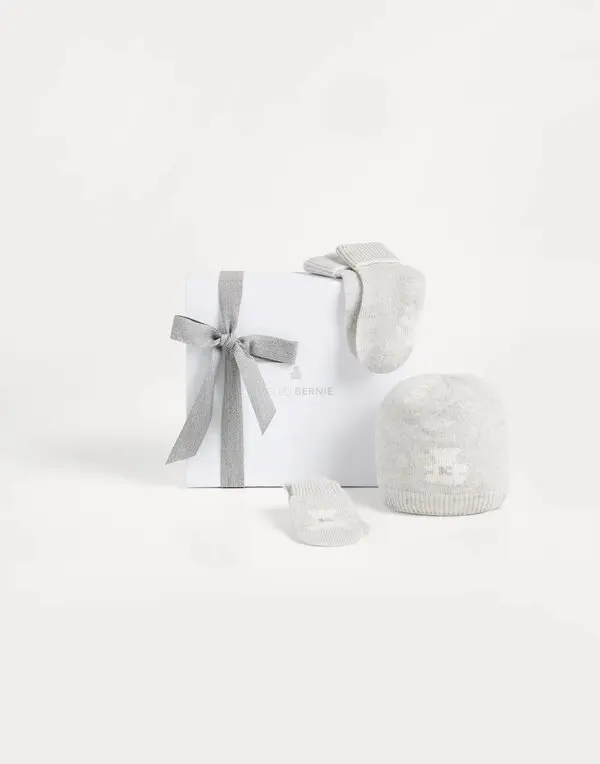 Brunello Cucinelli Logo-embroidered Teddy-bear Beanie And Socks Set