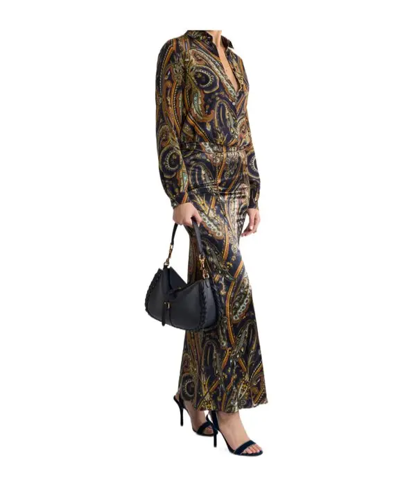 Etro Paisley Print Satin Maxi Skirt