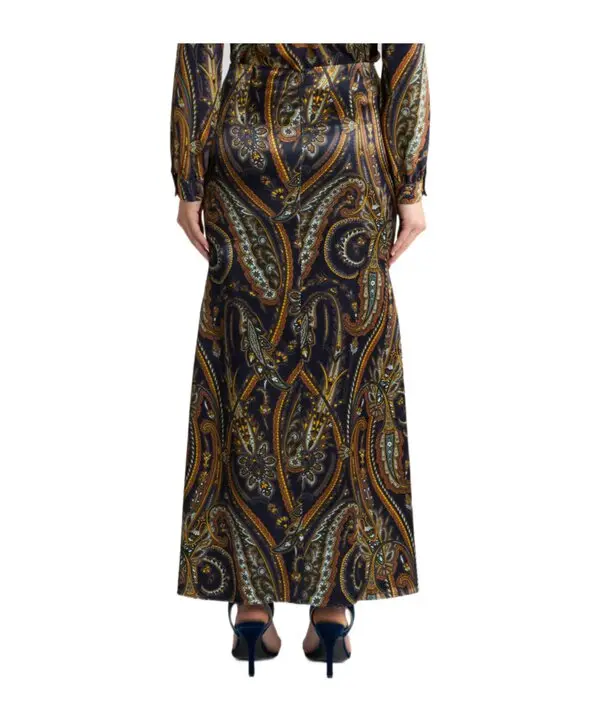 Etro Paisley Print Satin Maxi Skirt