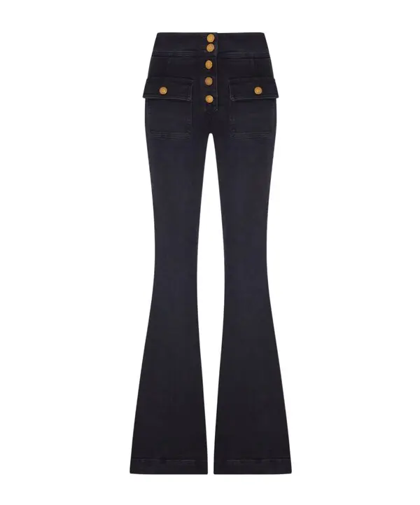 THE SEAFARER Button-up Flared Jeans - Black