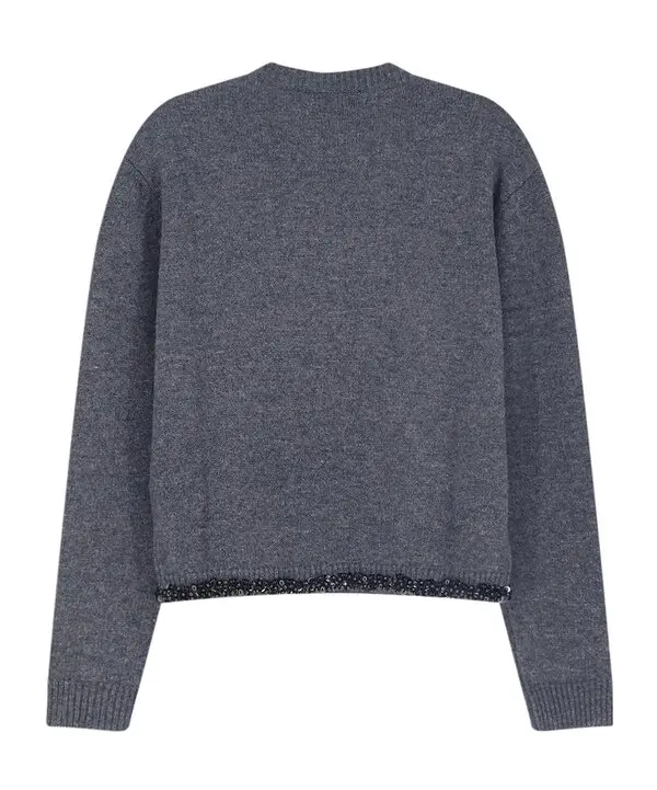 SEMICOUTURE Embellished Hem V-neck Knitted Jumper