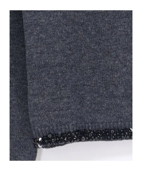 SEMICOUTURE Embellished Hem V-neck Knitted Jumper