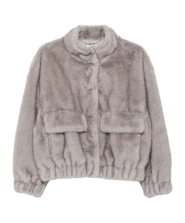 Liu Jo Long Sleeve Faux Fur Coat - Silver-gray