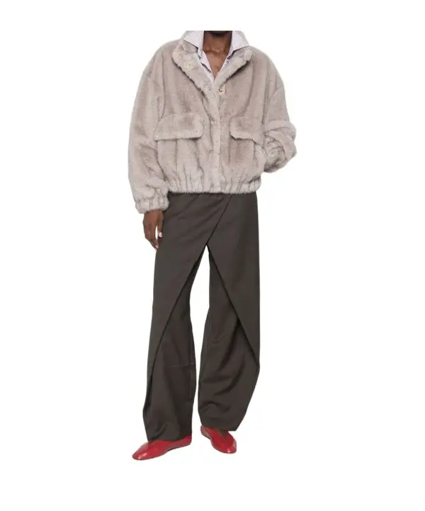 Liu Jo Long Sleeve Faux Fur Coat