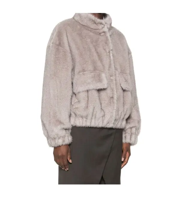 Liu Jo Long Sleeve Faux Fur Coat