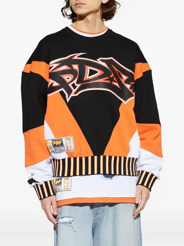 PDFCHANNEL Striped Graphic-print Sweatshirt