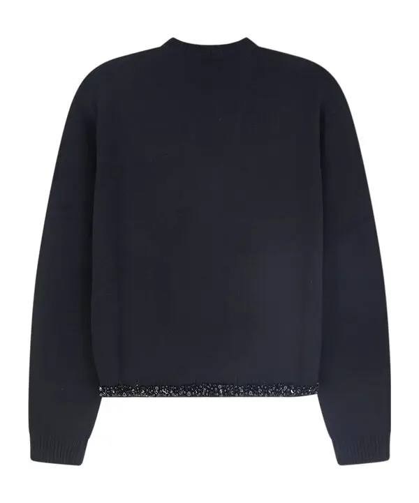 SEMICOUTURE Embellished Hem V-neck Knitted Jumper