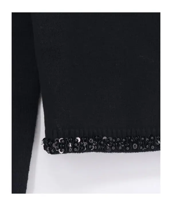 SEMICOUTURE Embellished Hem V-neck Knitted Jumper
