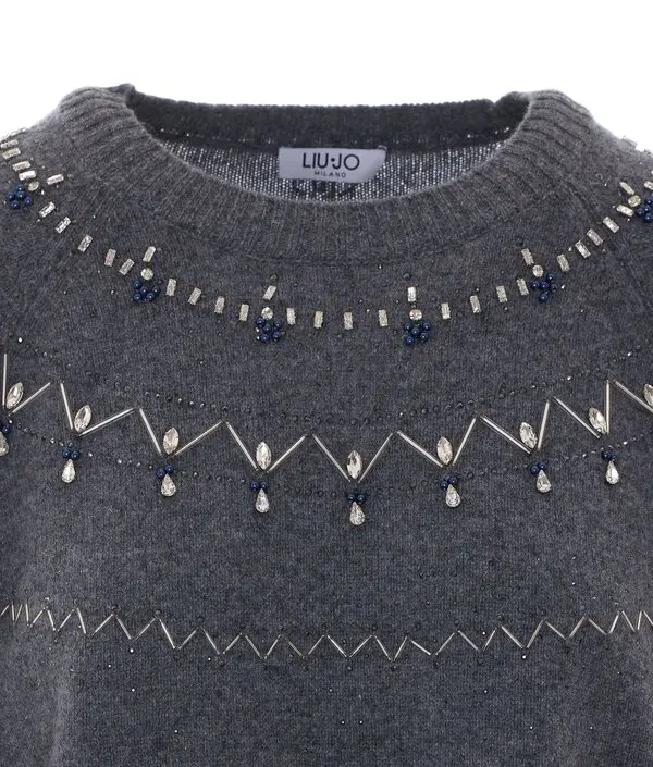 Liu Jo Wool Sweater With Jewel Embroidery