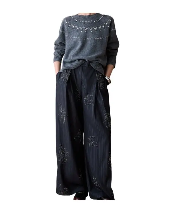 Liu Jo Wool Sweater With Jewel Embroidery