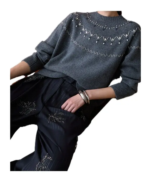 Liu Jo Wool Sweater With Jewel Embroidery