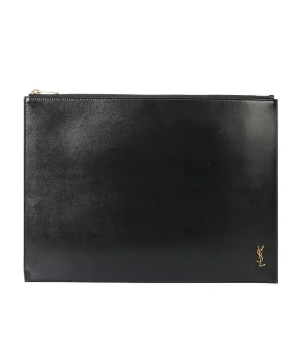 Saint Laurent Logo Monogram Clutch Bag - Black
