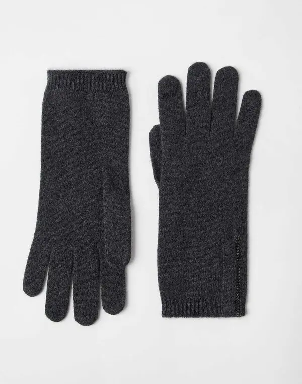 Brunello Cucinelli Bead-embellished Knitted Cashmere Gloves - Black