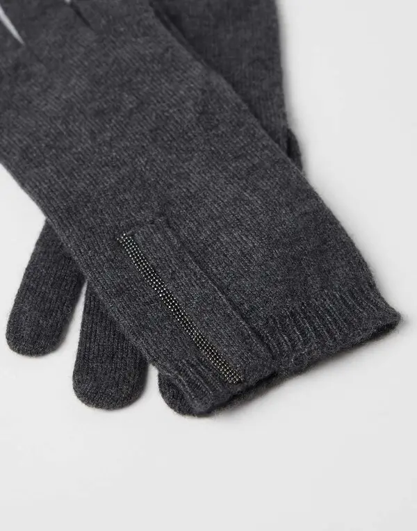 Brunello Cucinelli Bead-embellished Knitted Cashmere Gloves - Black