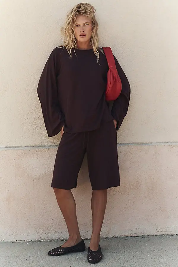 Free People Good Feels Harley Short Set - Aubergine