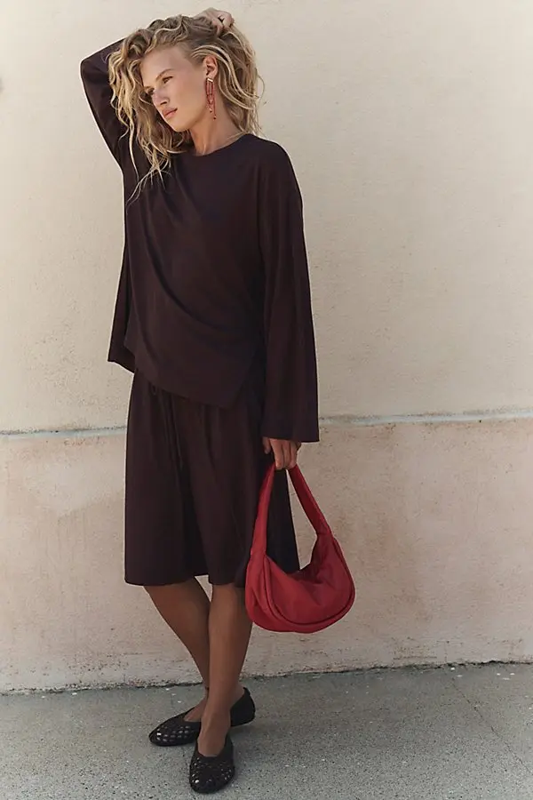 Free People Good Feels Harley Short Set - Aubergine