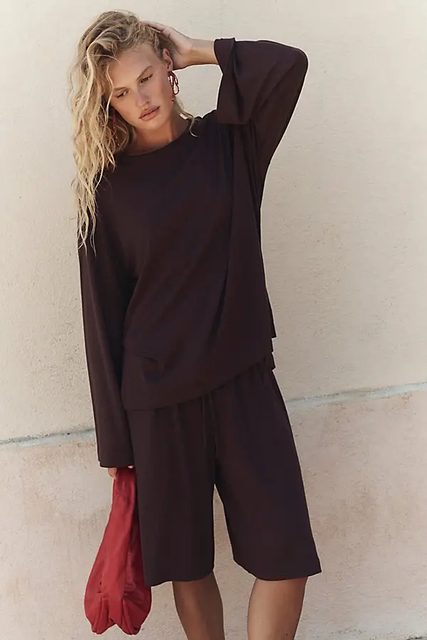 Free People Good Feels Harley Short Set - Aubergine