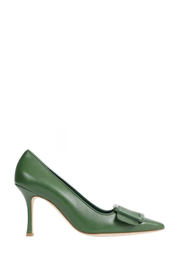 Manolo Blahnik Calf Leather Maysale Buckle Detail Pumps