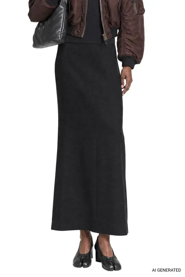 MAISON MARGIELA Wool Twill Maxi Skirt - Black