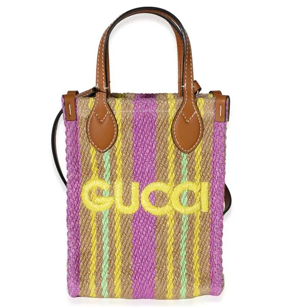 Gucci Jute Logo Tote Bag - Purple