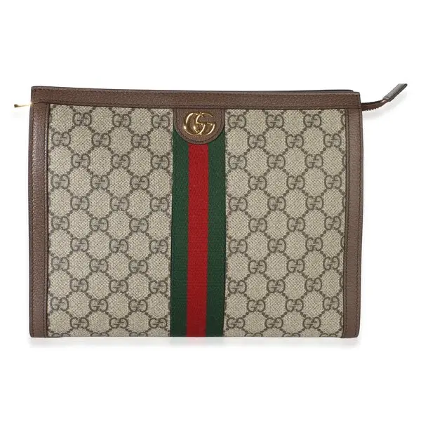 Gucci Gg Supreme Web Ophidia Pouch - Beige