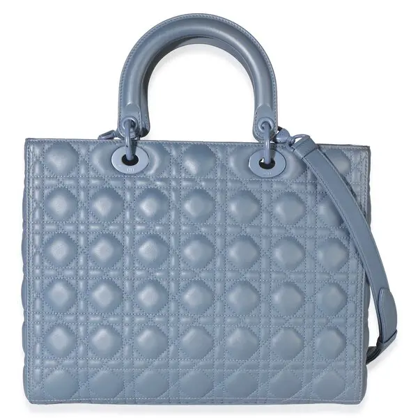 Dior Denim Ultra Matte Calfskin Cannage Lady Top Handle - Blue