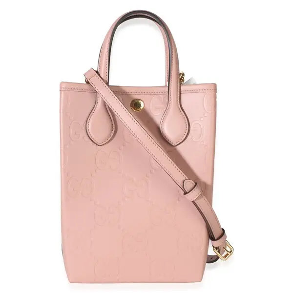 Gucci Soft Jumbo Gg Gilbert Calfskin Top Handle Tote - Pink