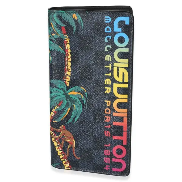LOUIS VUITTON Damier Graphite Cobalt Canvas Jungle Brazza Wallet - Black