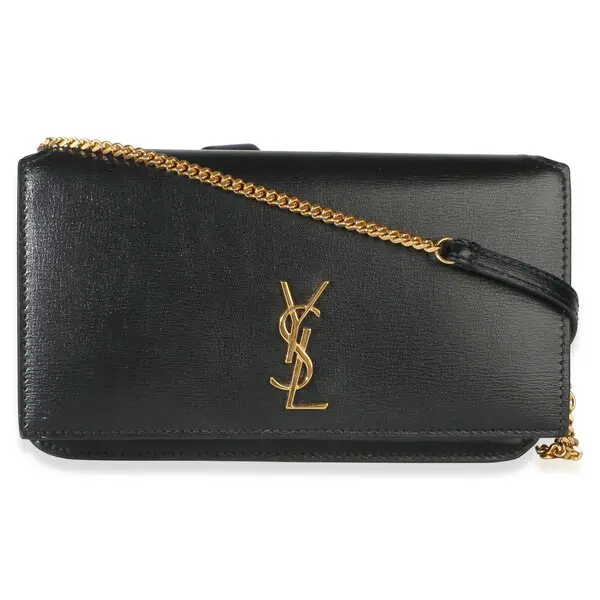Saint Laurent Smooth Calfskin Cassandre Phone Pouch - Black