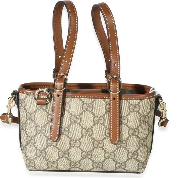 Gucci Beige Gg Supreme Canvas Emblem Bag - Brown