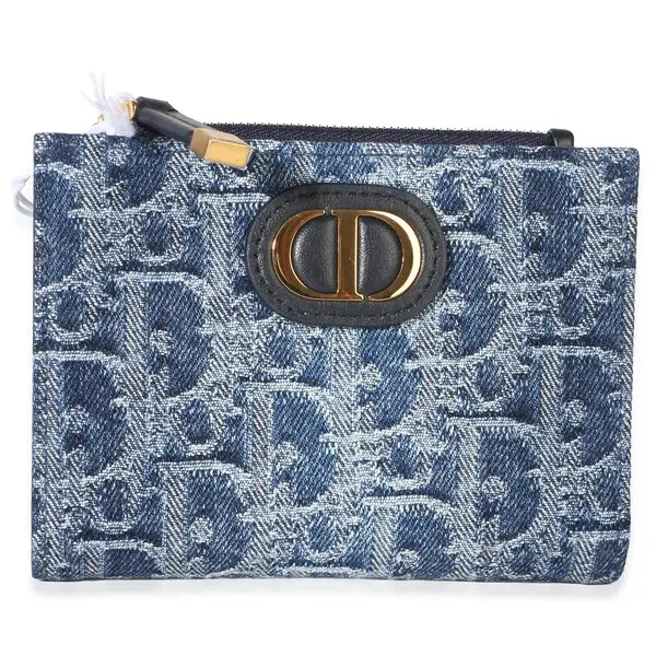Dior Denim Oblique Canvas 30 Montaigne Dahlia Wallet