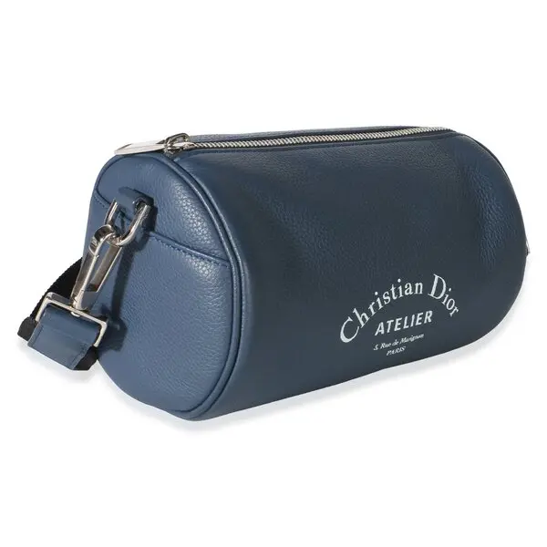 Dior Navy Cowhide Atelier Roller Pouch - Blue