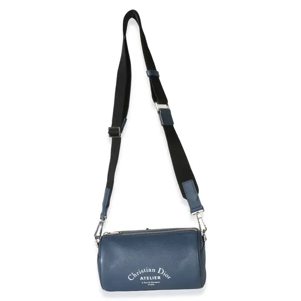 Dior Navy Cowhide Atelier Roller Pouch - Blue