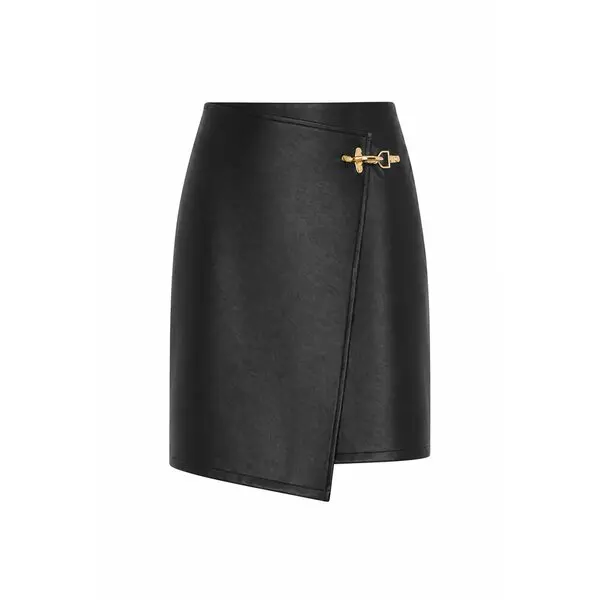 YUMI Faux Leather Wrap Mini Skirt